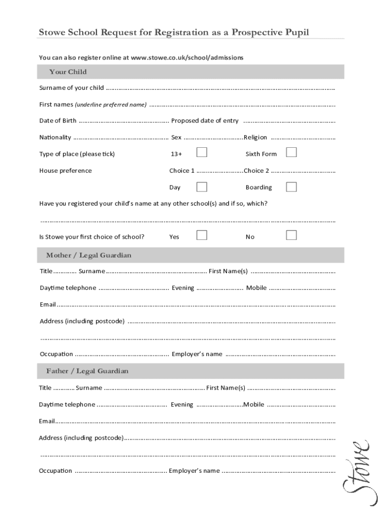 Fillable Online stowemedia.azureedge.netregistration-form-Stowe School ...