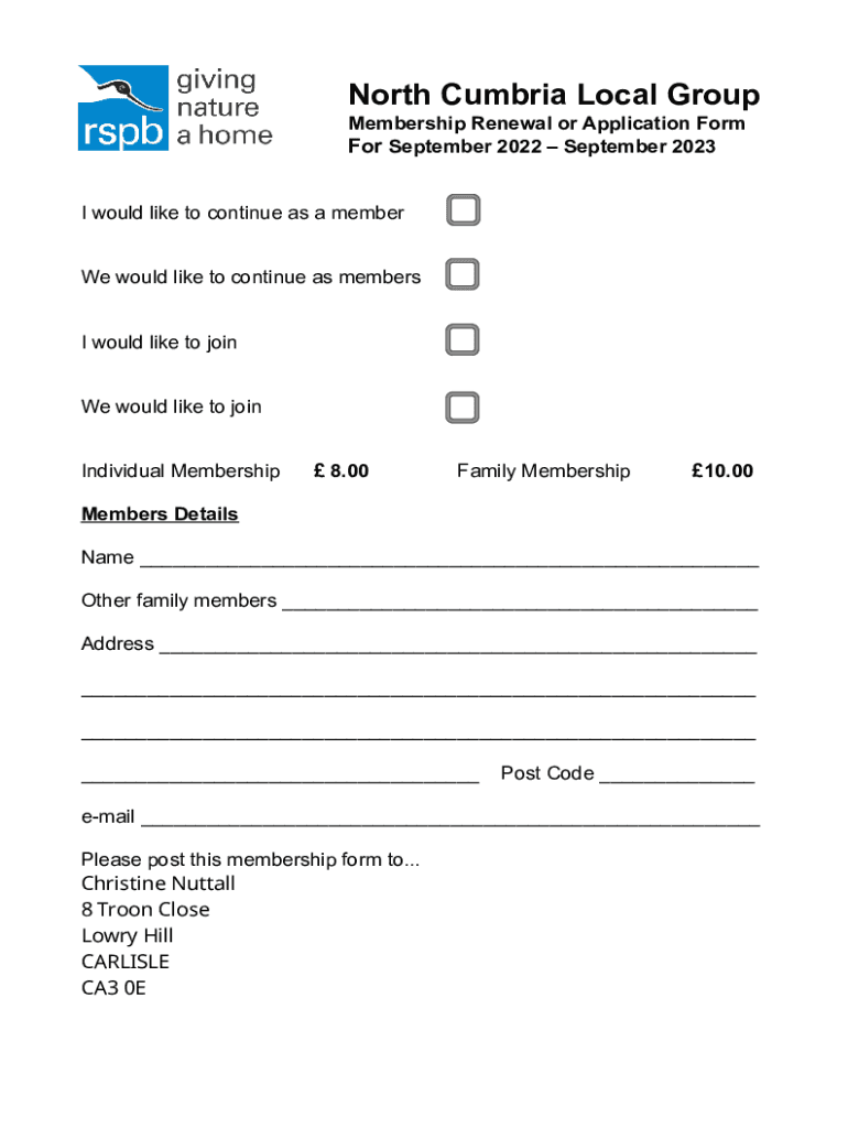 Fillable Online printable membership form - North Cumbria Local Group ...