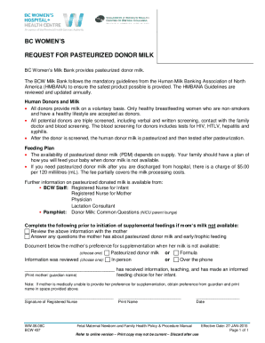 Fillable Online policyandorders cw bc Donor Milk Request for WW.06.08C ...