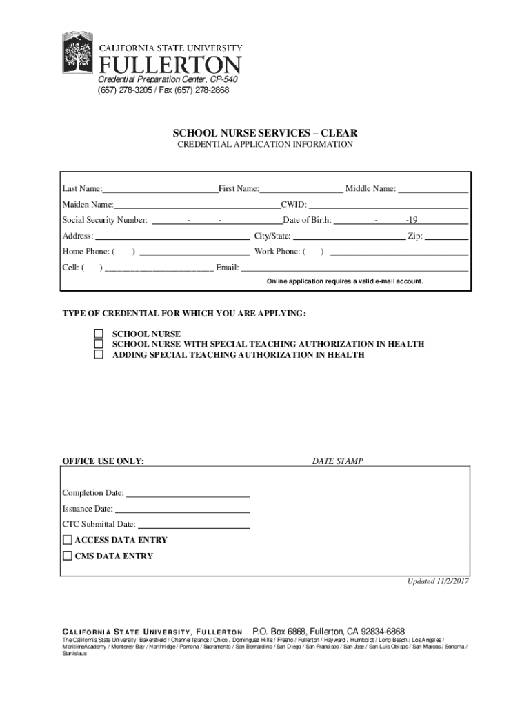 Fillable Online ed fullerton Obtaining a Clear Credential - Credential ...