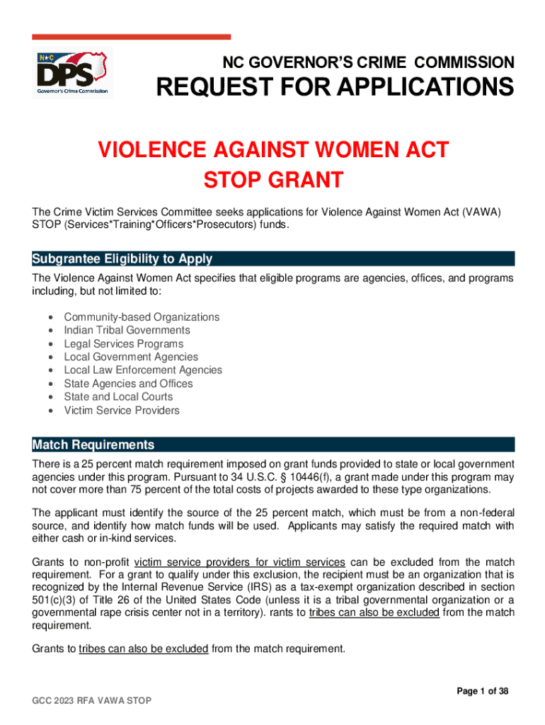 Fillable Online Violence Against Women Act (VAWA) STOP Grant ...