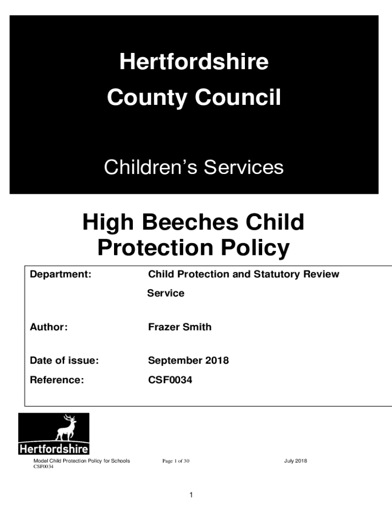 Fillable Online High Beeches Child Protection Policy Hertfordshire ...