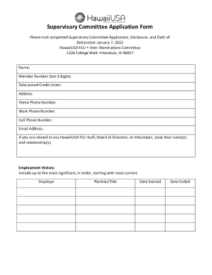 Fillable Online Supervisory Committee Application Form - HawaiiUSA FCU ...