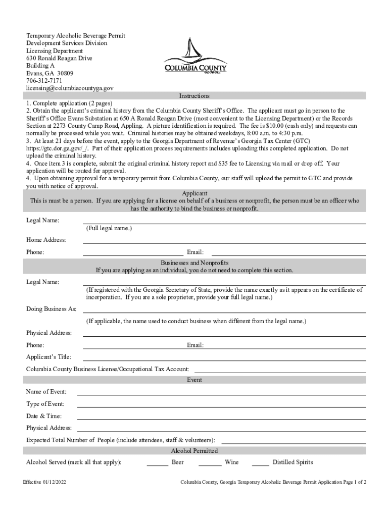 Fillable Online Temporary Permits and EventsTABC - Texas Alcoholic ...