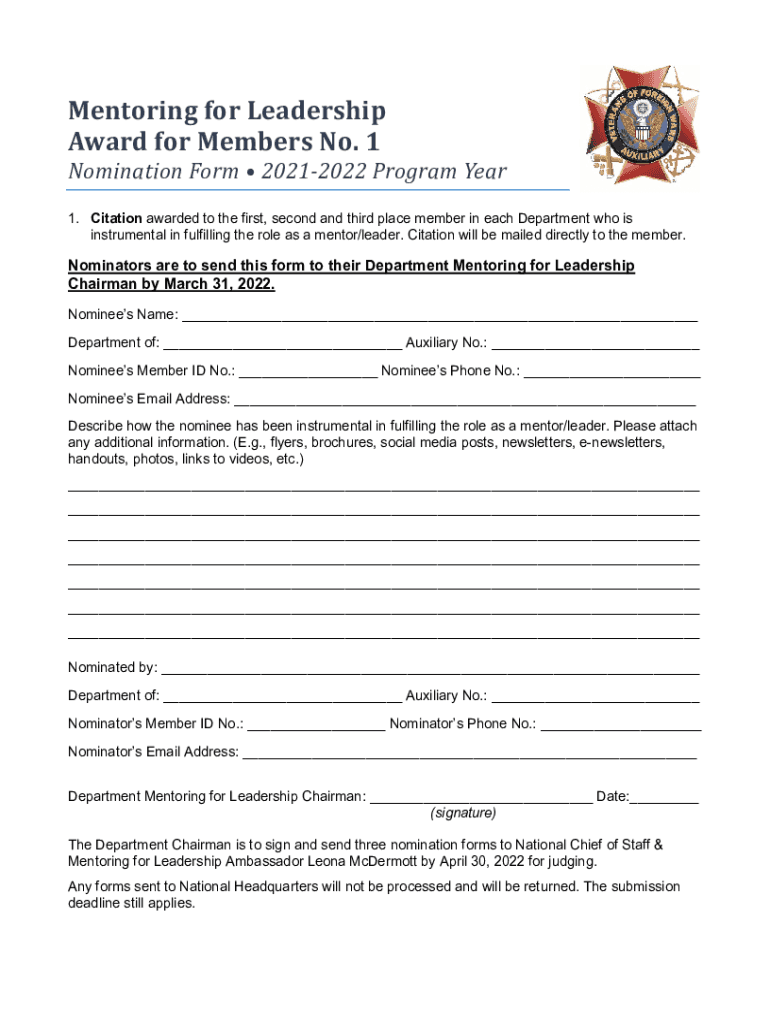 Fillable Online Leadership mentoring: The key to developing and ...