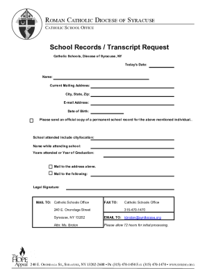 Fillable Online School Records / Transcript Request Fax Email Print ...