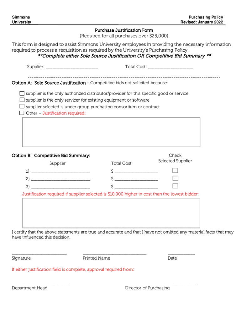Fillable Online internal simmons Purchasing Policy, Procurement Policy ...