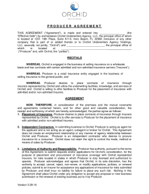 Fillable Online Producer Agreement: Definition & Sample ...