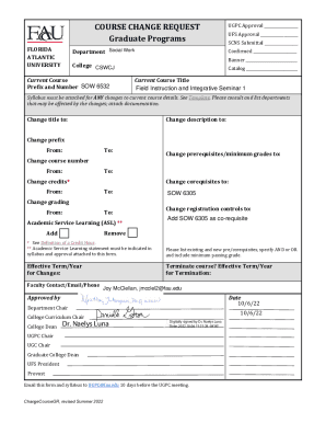 Fillable Online osd.gtm.fau.edugraduatefaculty-and-staffCOURSE CHANGE ...