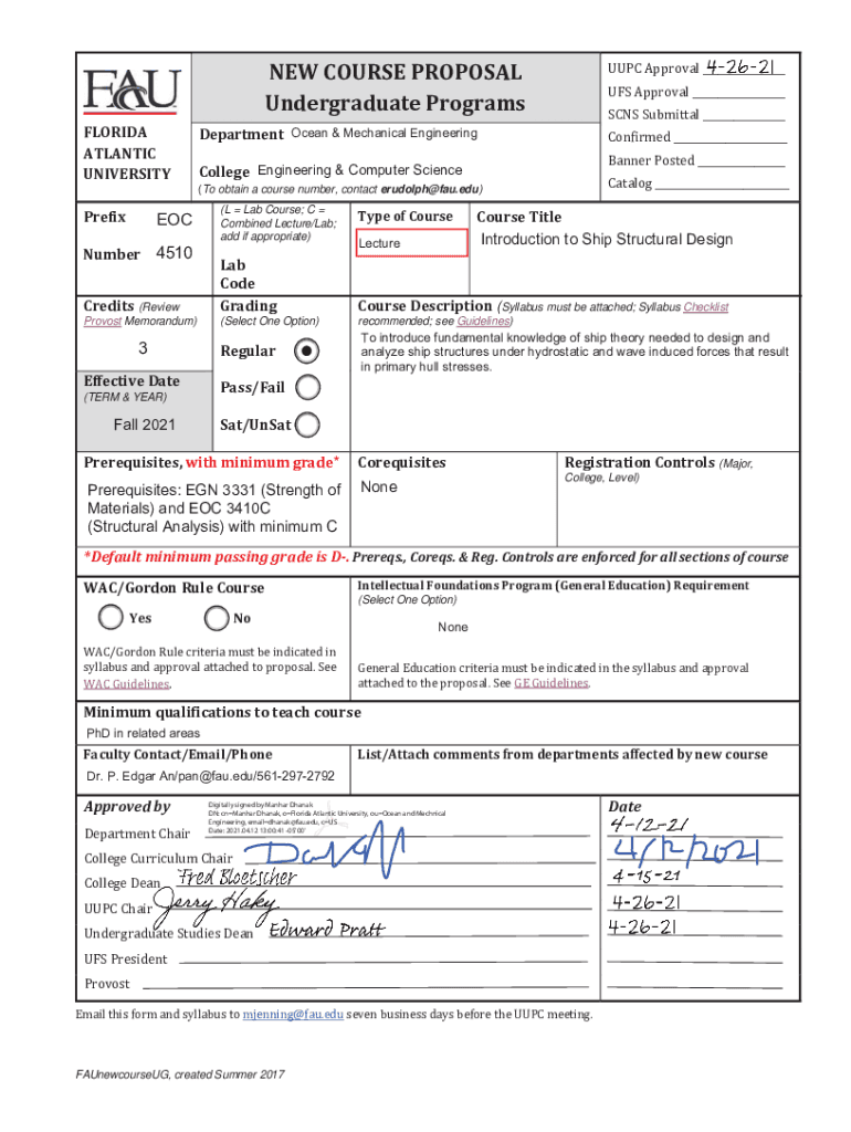 Fillable Online ECO 4510 Intro to Ship Structural Design Form.pdf Fax Email Print - pdfFiller