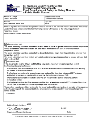 Fillable Online Lakeside General Services, Bonne Terre; TPHC 5-10-21 ...