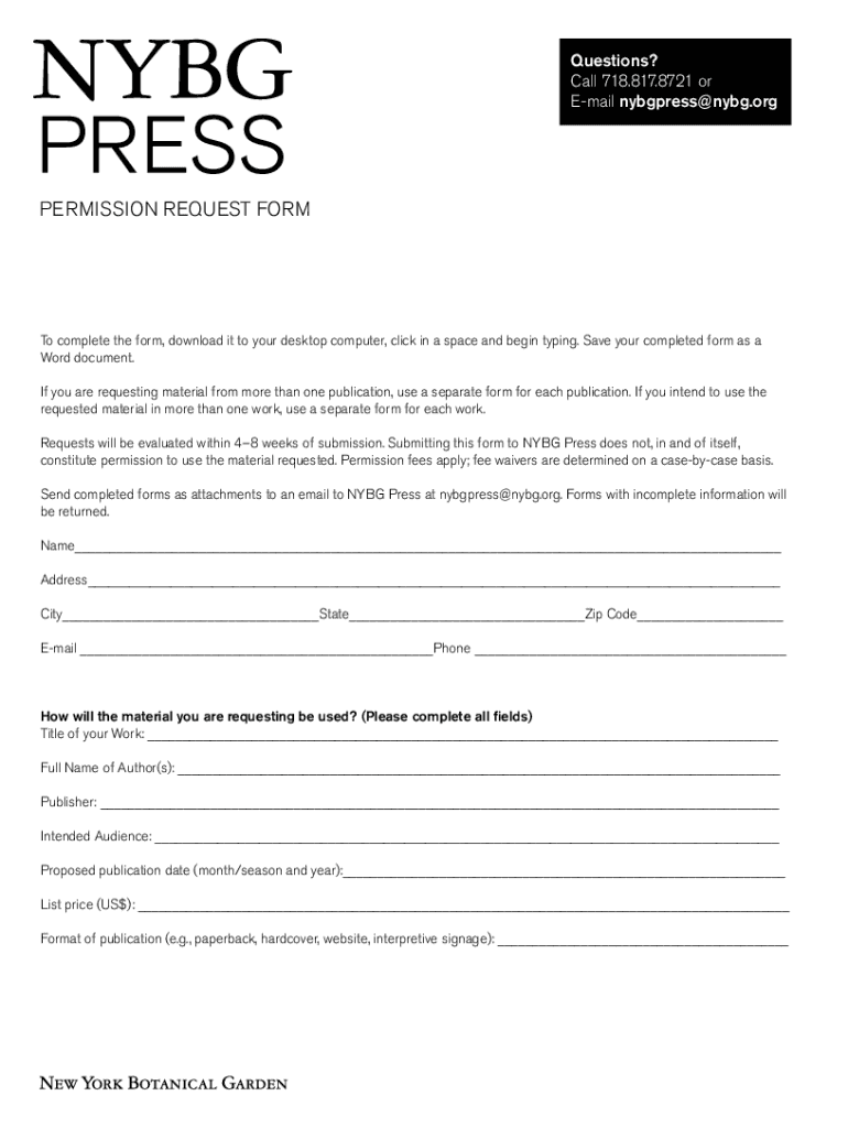 Fillable Online PERMISSION REQUEST FORM Fax Email Print - pdfFiller