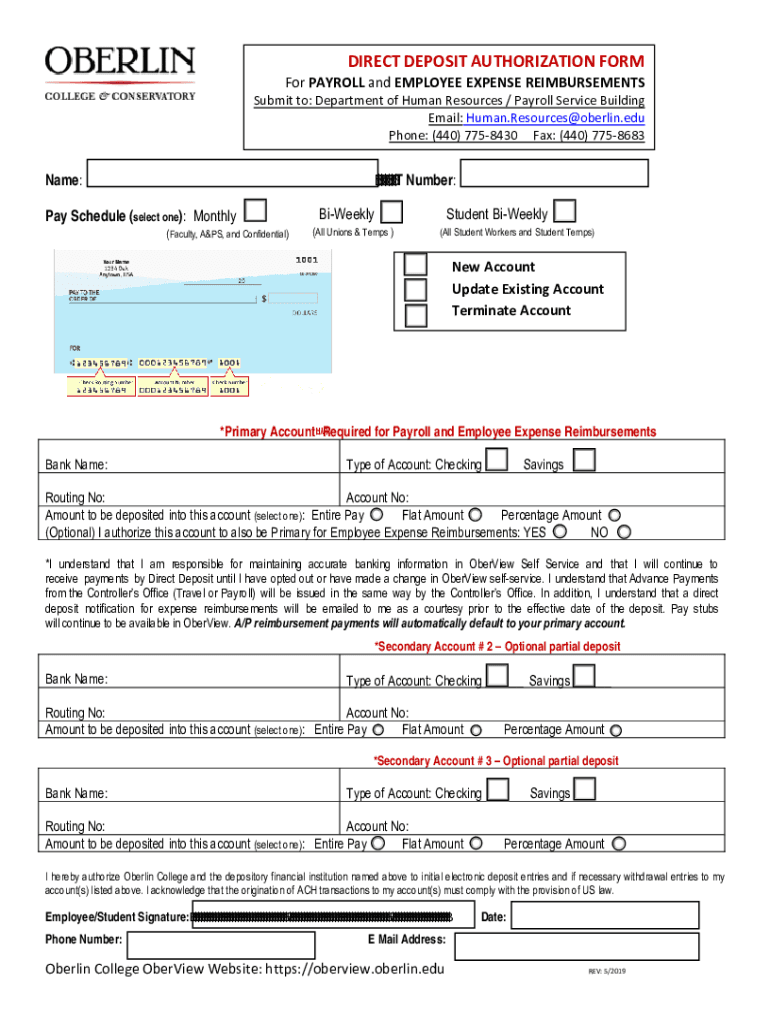 Fillable Online PAYROLL DIRECT DEPOSIT EMPLOYEE AUTHORIZATION FORM ...