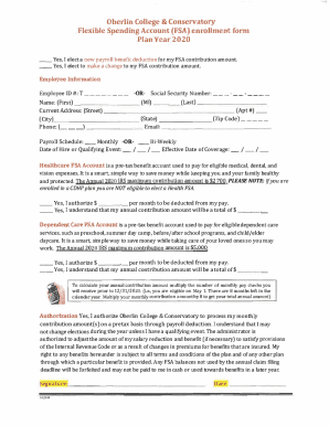 Fillable Online Flexible Spending Account (FSA) enrollment form Fax ...