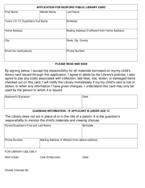 Fillable Online application for bedford public library card Fax Email ...