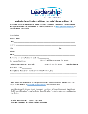 Fillable Online Application for participation in All Aboard Community ...