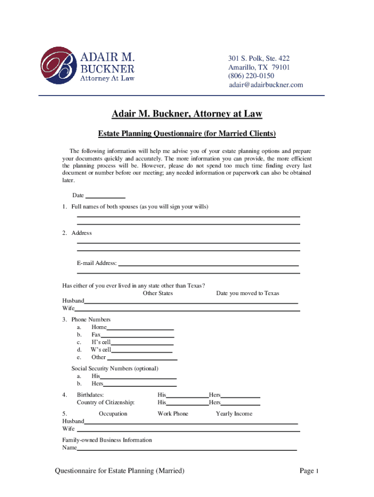 Fillable Online Adair M. Buckner, Attorney at Law Fax Email Print ...