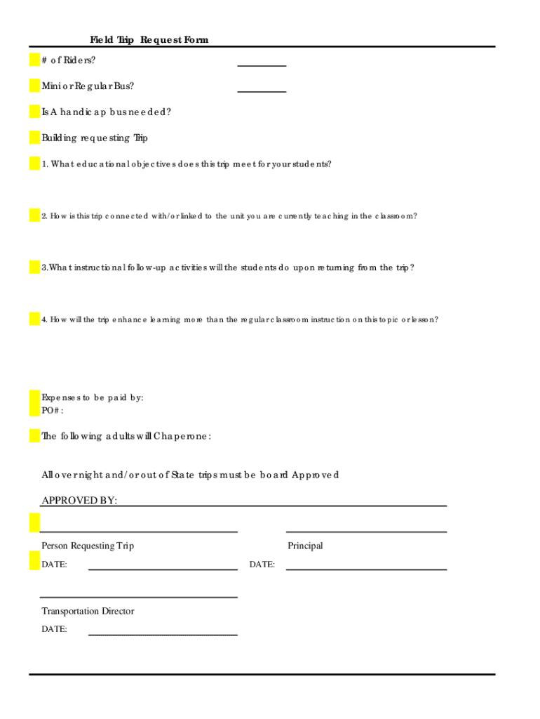 Fillable Online dtcbus.netfield-trip-request-formField Trip Request ...
