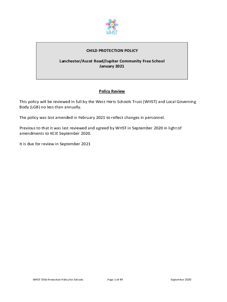 Fillable Online Child Protection PolicyChildren ...