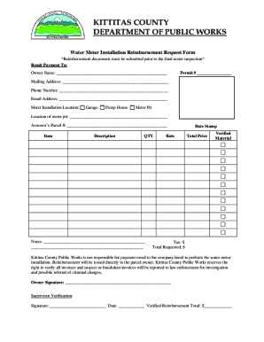 Fillable Online Kittitas County Water Meter and Endpoint Installation ...