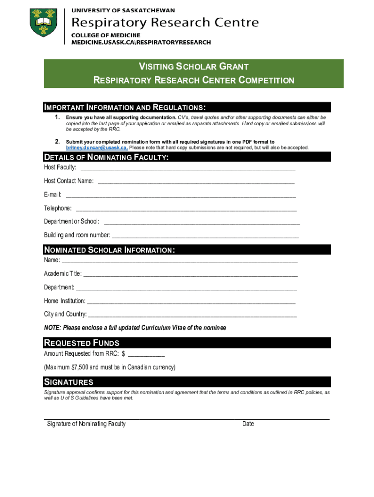 Fillable Online medicine usask lib.msu.eduMurrayHongSPCresearchVisiting Scholar GrantsStephen O ...