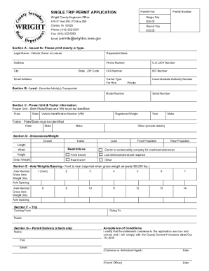 Fillable Online SINGLE TRIP PERMIT APPLICATION Fax Email Print - pdfFiller