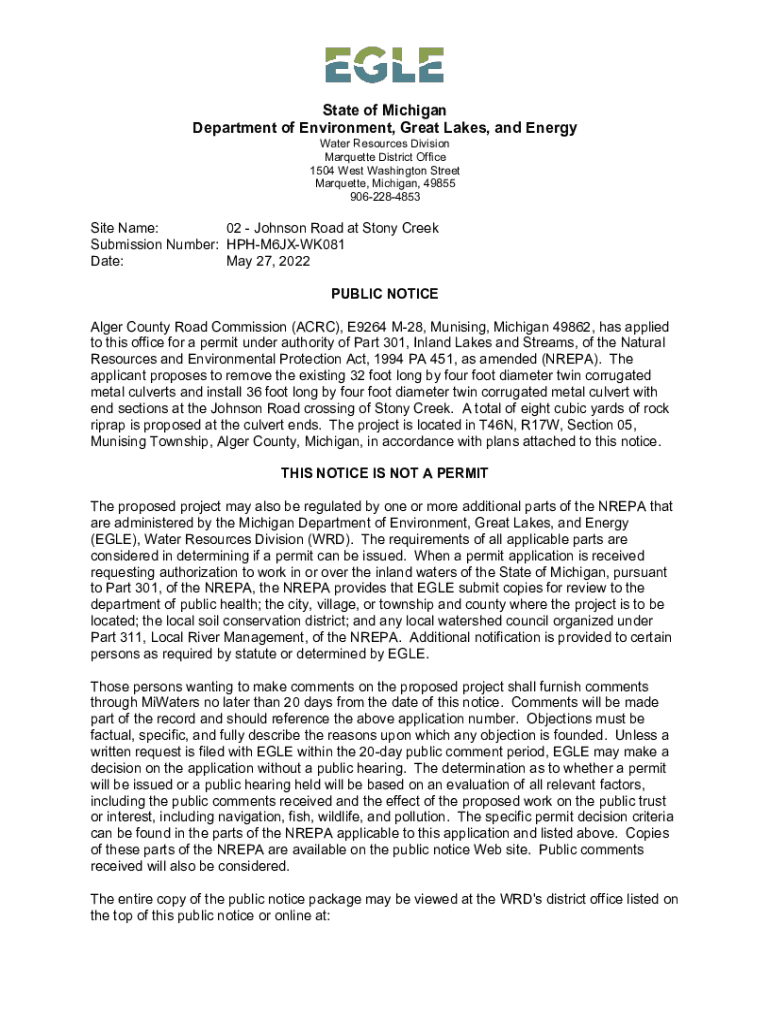 Fillable Online State of Michigan EGLE 20220527 HPH-M6JX-WK081.pdf Fax ...