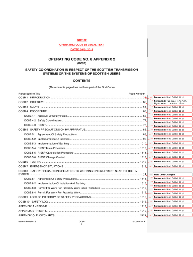Fillable Online OPERATING CODE NO. 8 APPENDIX 2 - National Grid ESO Fax Email Print - pdfFiller