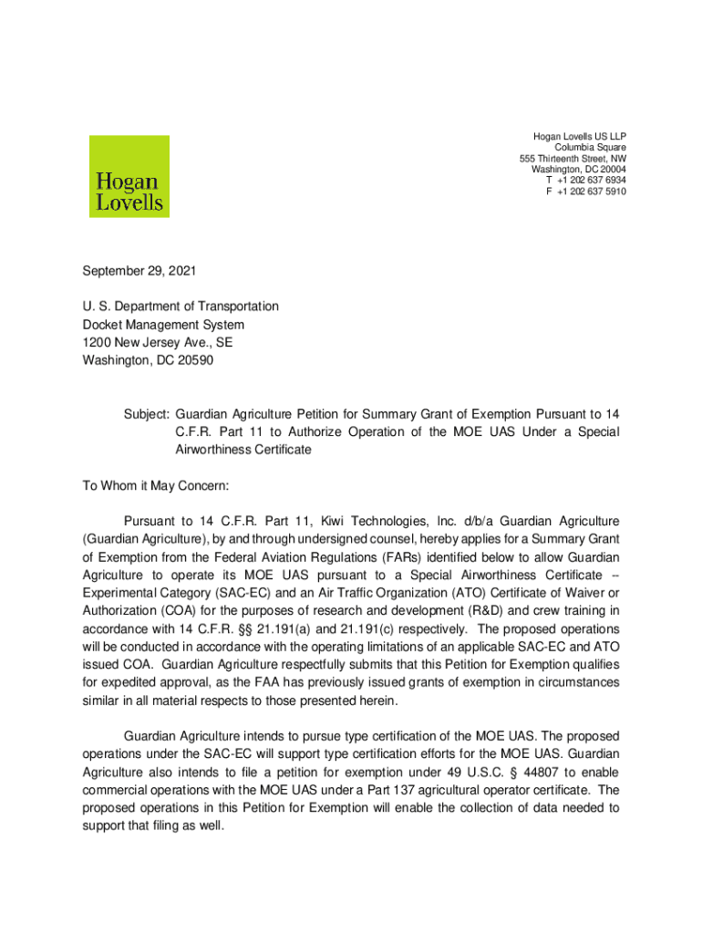 Fillable Online September 29, 2021 U. S. Department of Transportation ...