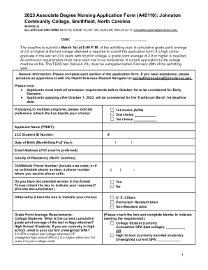 Fillable Online 2023 Associate Degree Nursing Application Form (A45110 ...