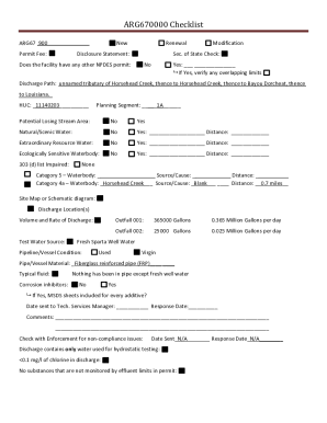 Fillable Online ARG670000 Checklist - adeq.state.ar.us Fax Email Print ...