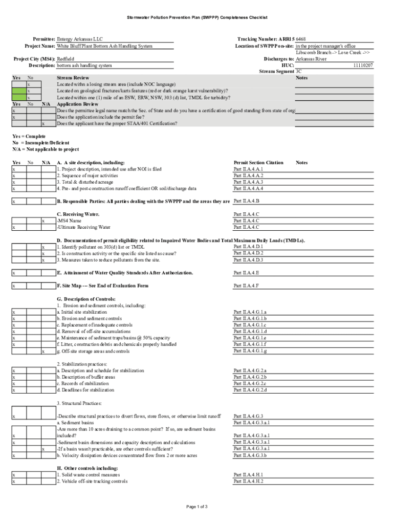 Fillable Online Stormwater Pollution Prevention Plan - Arkansas ...
