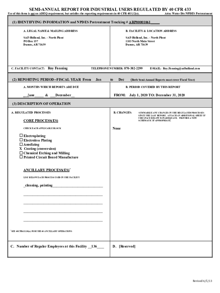 Fillable Online Semi-Annual Report Form 433 (002) Fax Email Print - pdfFiller