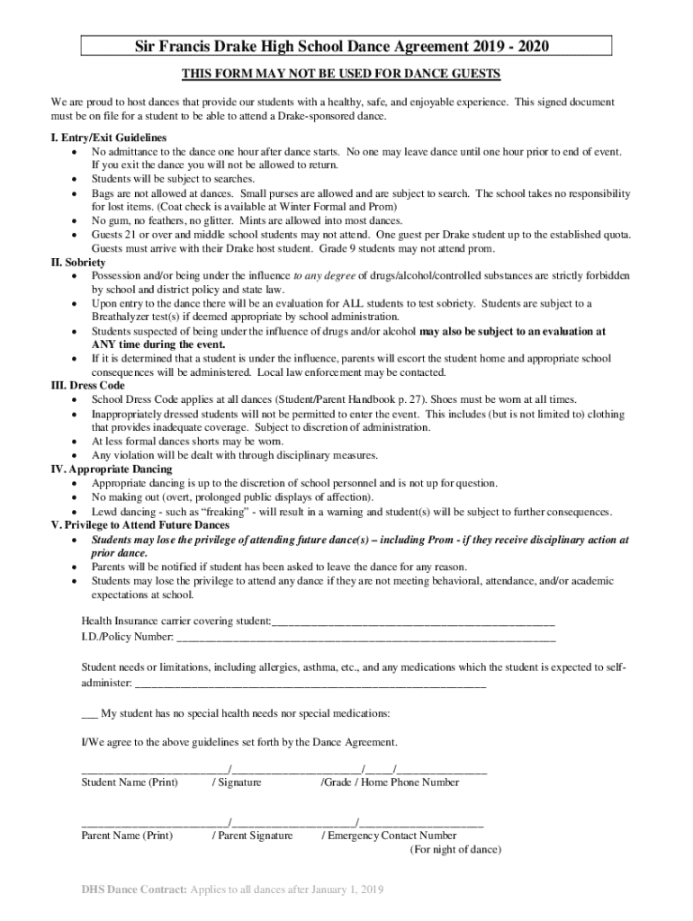 Fillable Online Contract Agreement for Dance Studio Owners and Dance ...