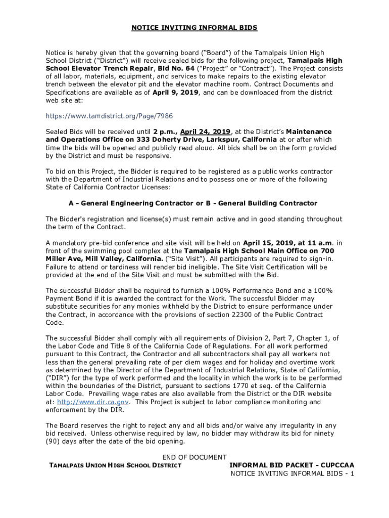 Fillable Online SECTION 001116 - NOTICE INVITING BIDS NOTICE IS HEREBY ...