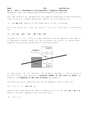 Fillable Online Lab 5 - Part 1: Bresenham's line algorithm / midpoint ...