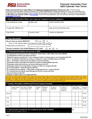 Fillable Online Financial Guarantee Form 2023 Calendar Year Terms Fax ...
