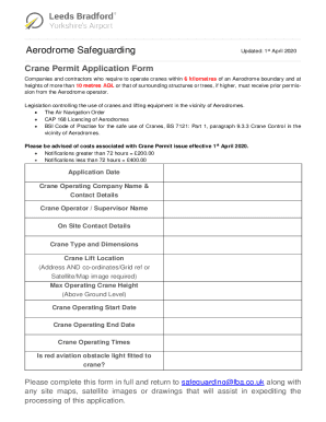 Fillable Online Aerodrome Safeguarding - Crane Permit Application Form ...