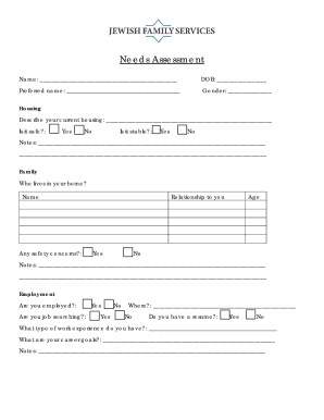 Fillable Online What is a Housing Needs Assessment and How Do You Use ...