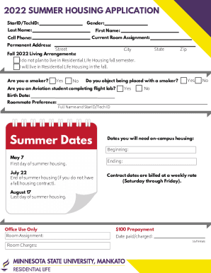 Fillable Online 2022-2023 Housing ApplicationDepartment of Housing ...