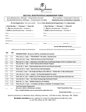 Fillable Online 2022 FALL REGISTRATION & MEMBERSHIP FORM Fax Email ...