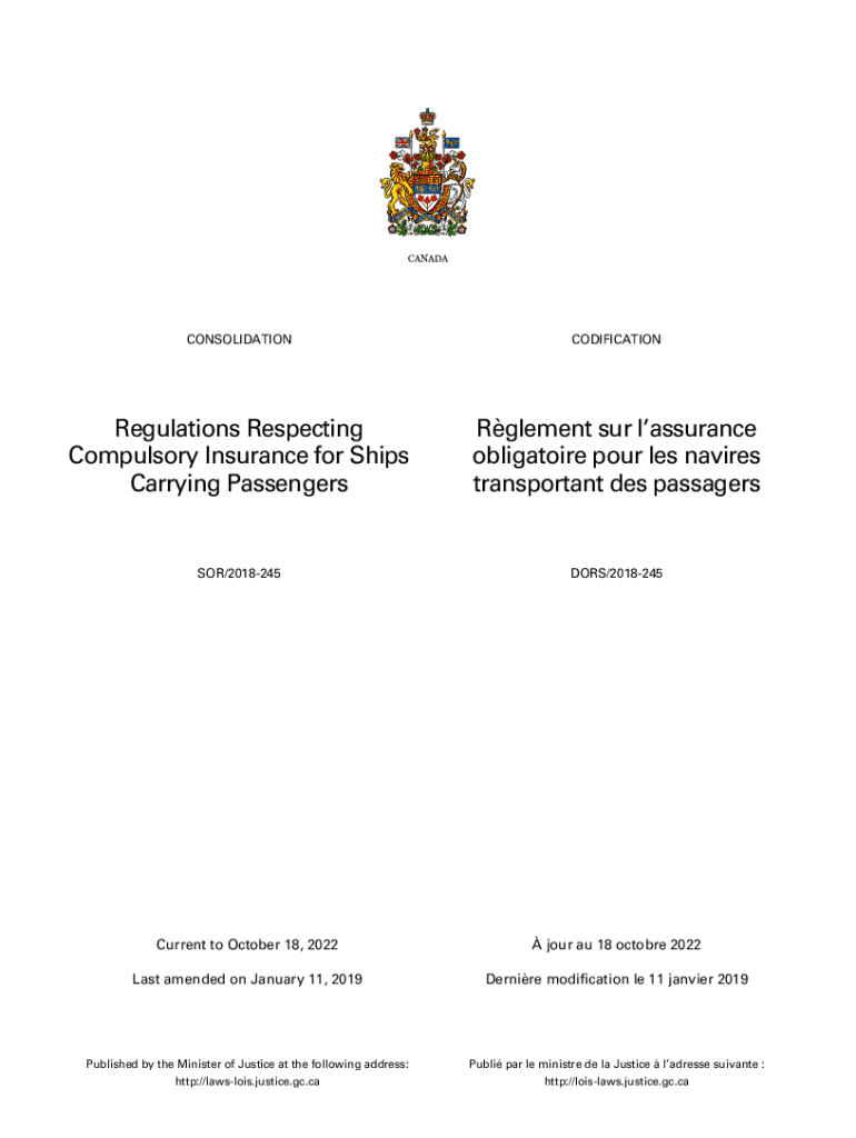 Fillable Online laws-lois.justice.gc.caengregulationsRegulations Respecting Compulsory Insurance ...