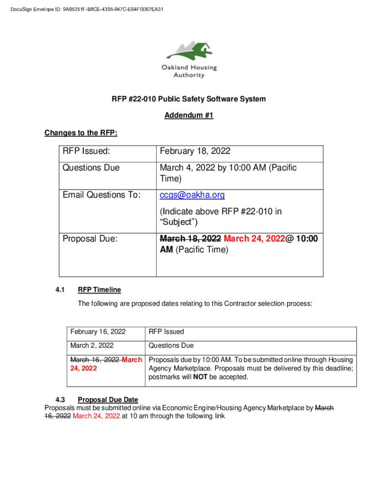 Fillable Online RFP #22-010 Public Safety Software System Addendum #1 ...