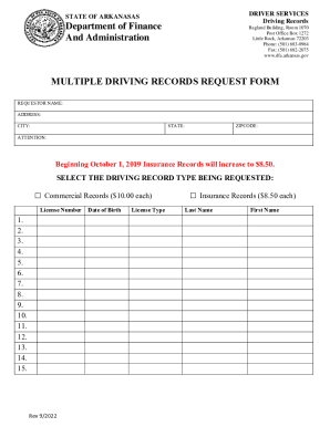 Fillable Online multiple driving records request form Fax Email Print ...