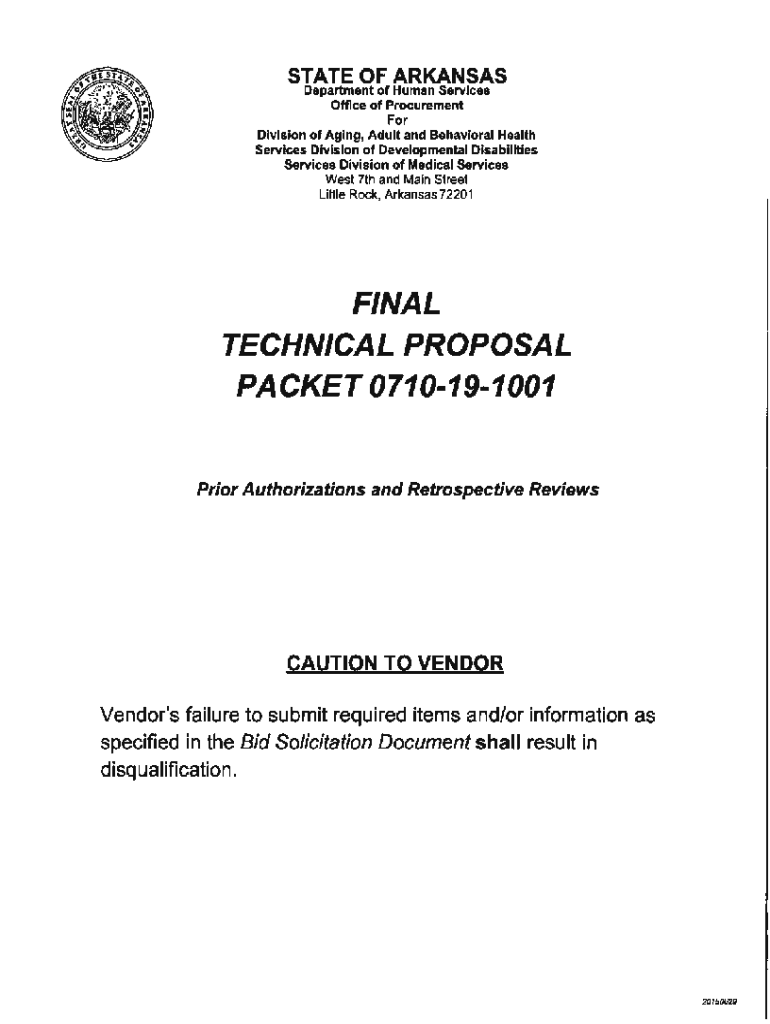Fillable Online FINAL TECHNICAL PROPOSAL PACKET 0710-19-1001 Fax Email ...