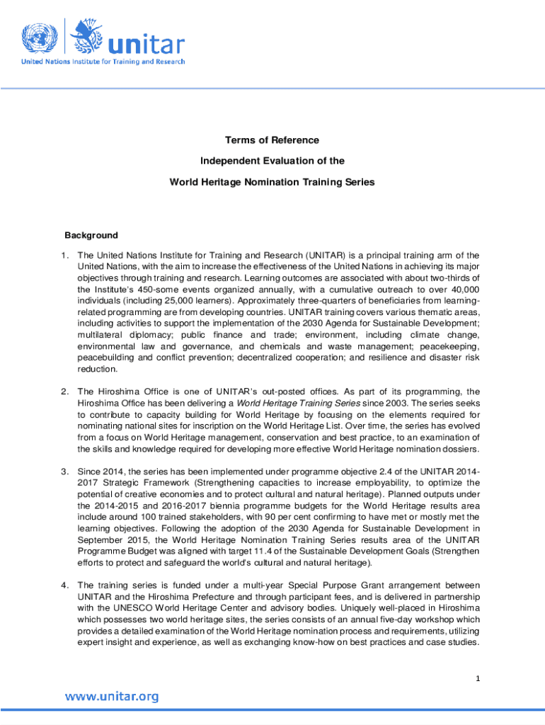Fillable Online Terms of Reference Independent Evaluation of the World ... Fax Email Print ...