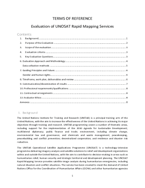 Fillable Online TERMS OF REFERENCE Evaluation of UNOSAT Rapid Mapping ...
