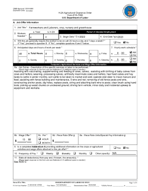 Fillable Online H-2A Agricultural Clearance Order Form ETA-790A - DOL ...