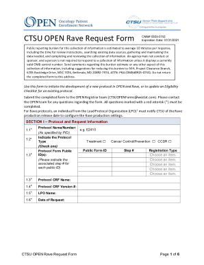 Fillable Online CTSU OPEN Rave Request Form Fax Email Print - pdfFiller