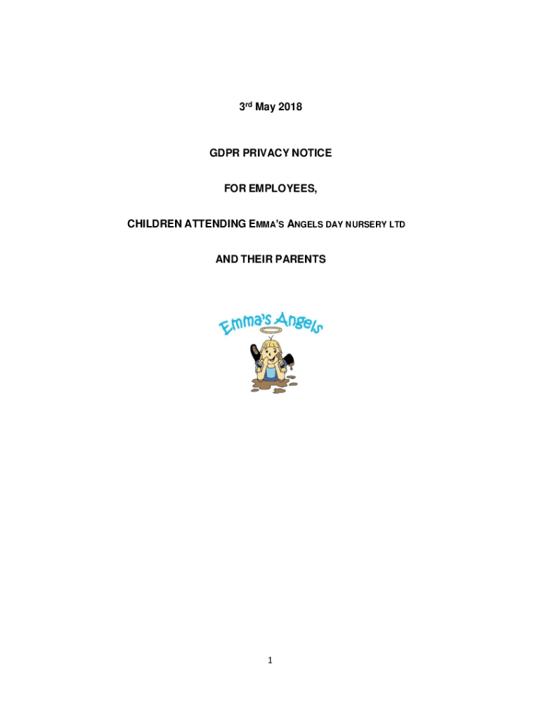 Fillable Online GDPR PRIVACY NOTICE FOR EMPLOYEES, CHILDREN ATTENDING MONKEY PUZZLE DAY ... Fax ...